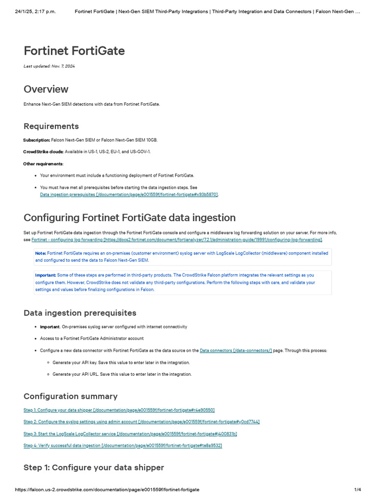 Fortinet FortiGate - Next-Gen SIEM Third-Party Integrations - Falcon ...