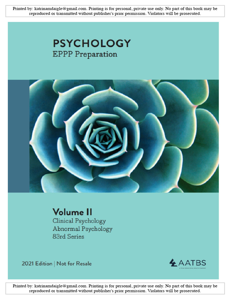 Volume II - Clinical Psychology and Abnormal Psychology | PDF ...