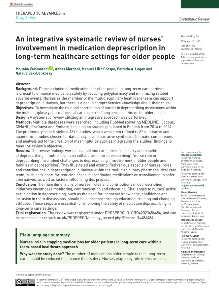 Vaismoradi Et Al 2024 An Integrative Systematic Review of Nurses ...