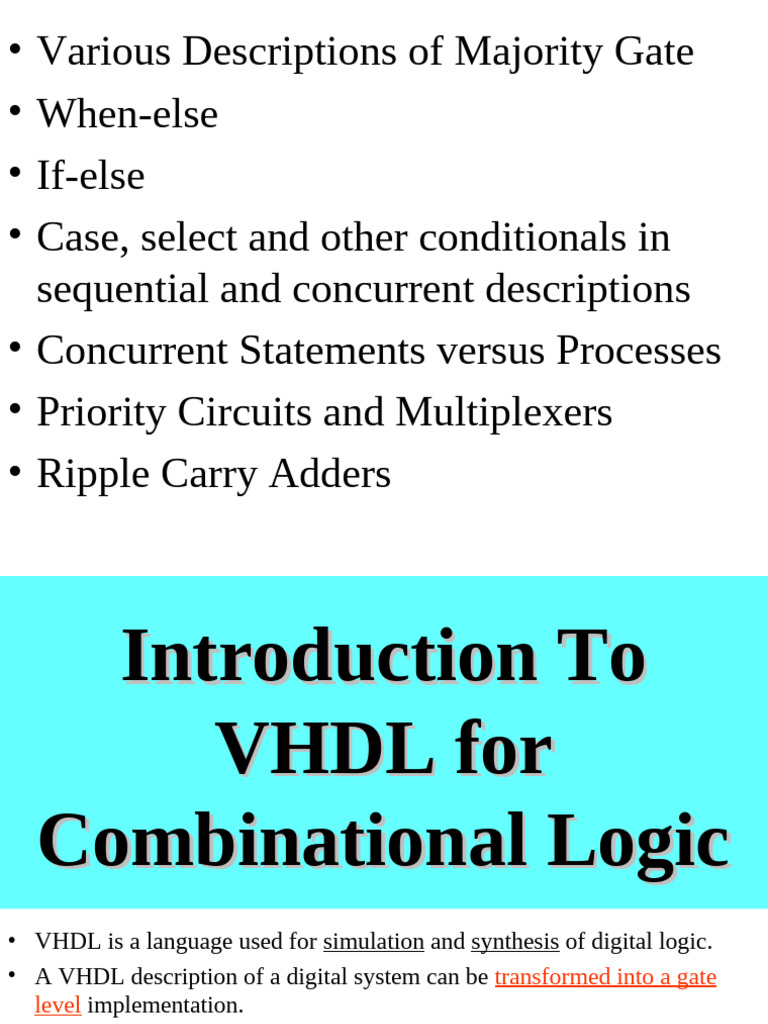 VHDL for Combinational Logic | PDF | Vhdl | Design