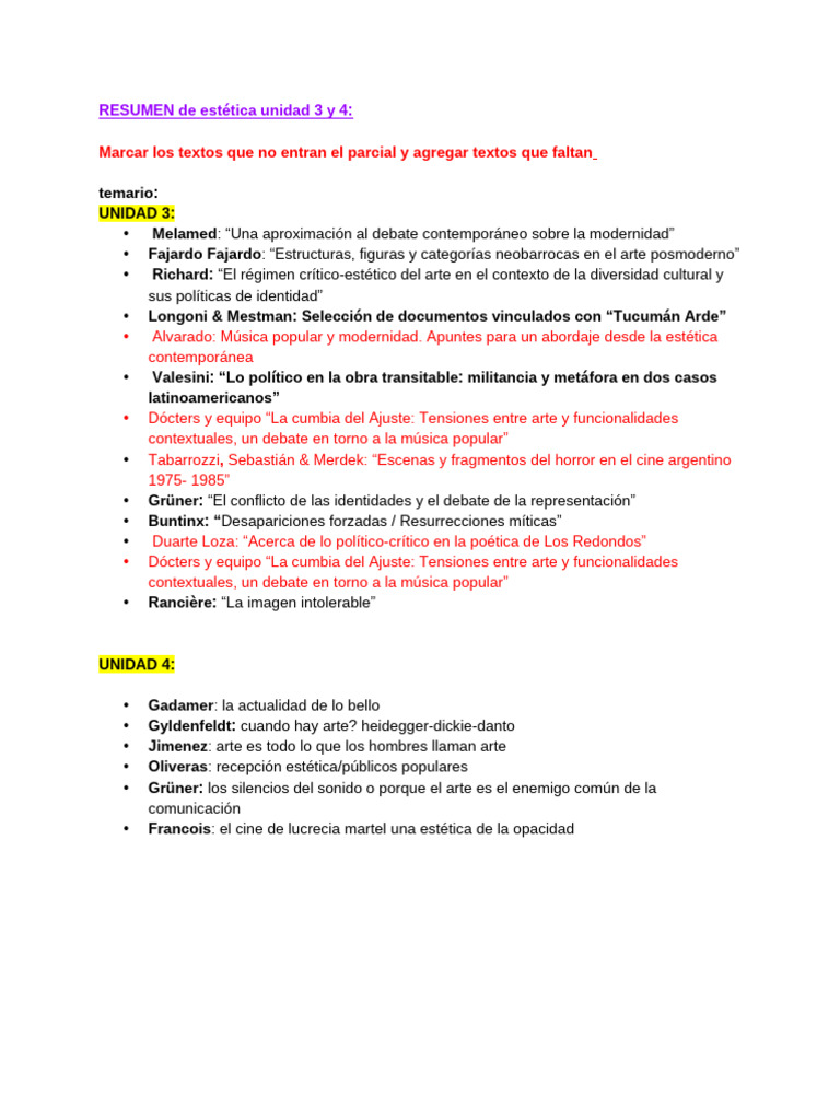 RESUMEN de Estética Unidad 3 y 4 | PDF | Verdad | Hermenéutica