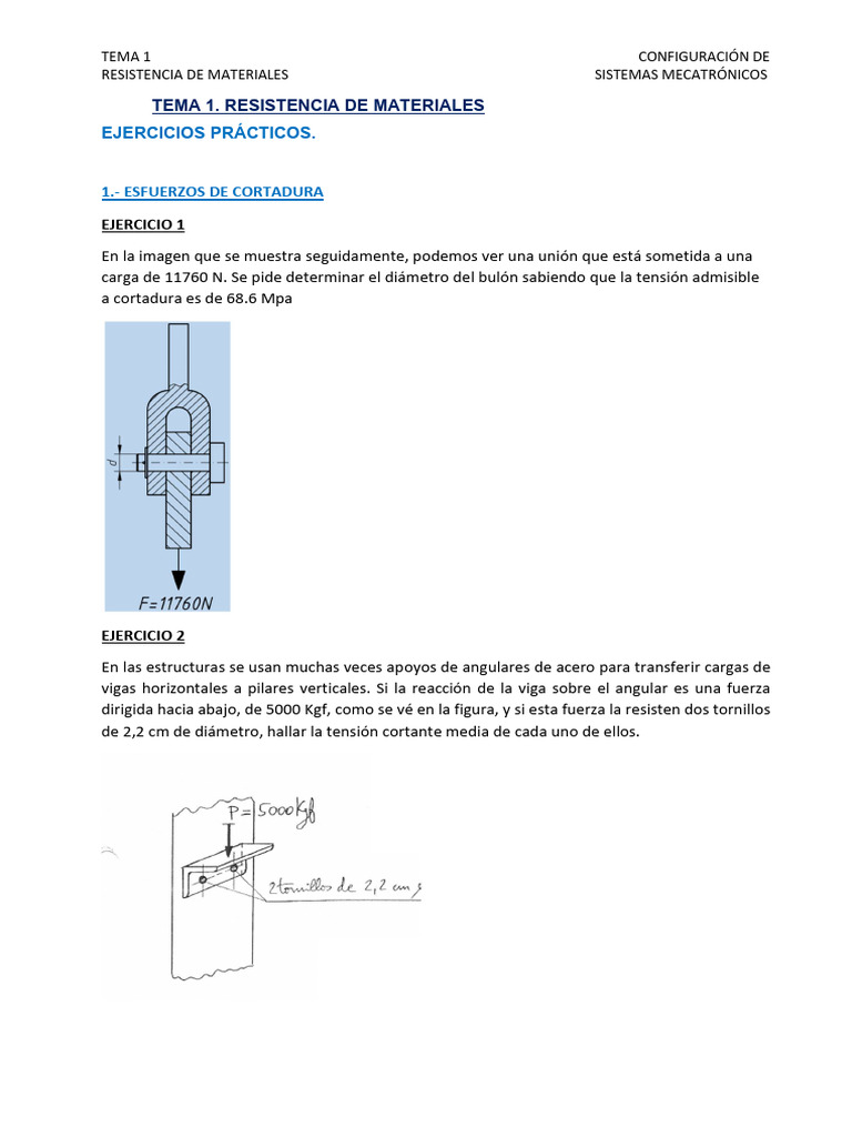 Ejercicios de Resistencia de Materiales | PDF | Resistencia de materiales | Viga (Estructura)