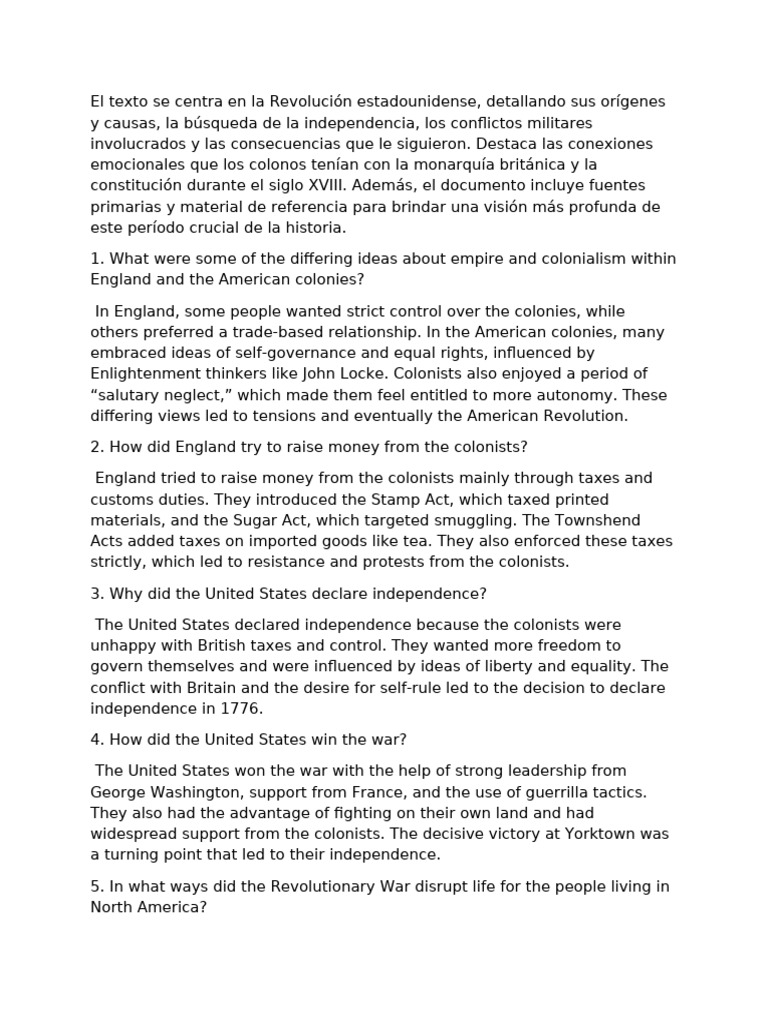 Chapter 5 History Notes | PDF | American Revolutionary War | American ...