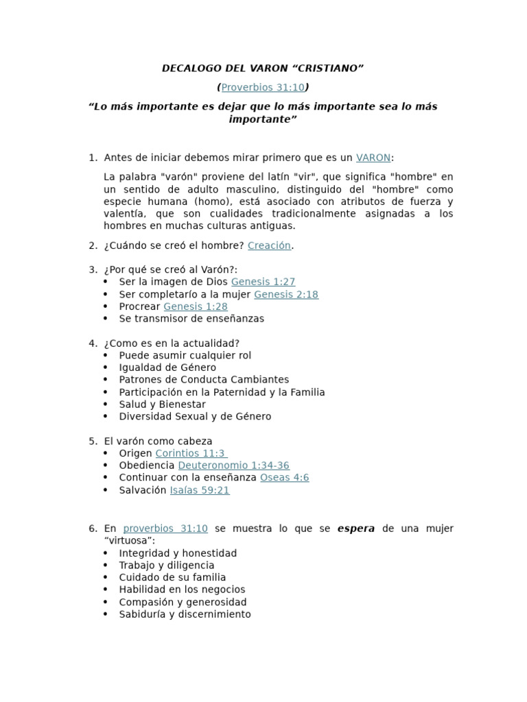 Decalogo Del Hombre | PDF | Creencia religiosa y doctrina | Contenido ...