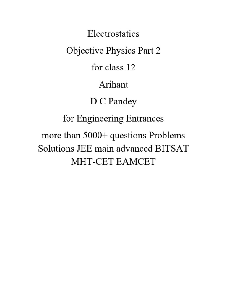 Electrostatics Physics Guide for JEE | PDF