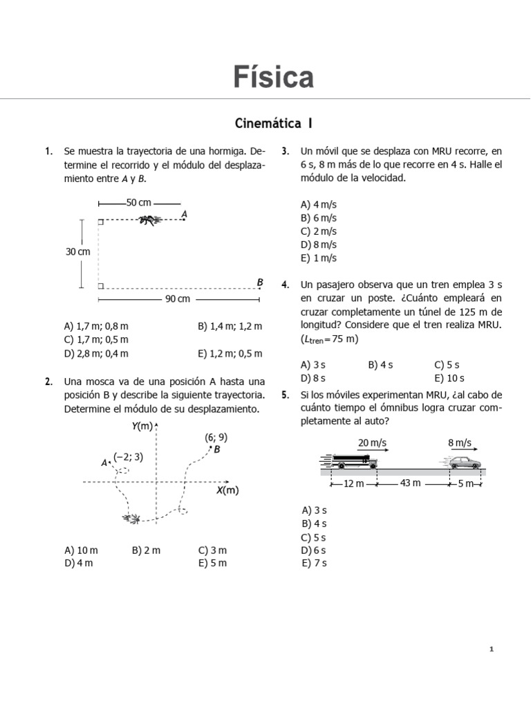 Problemas de Cinemática y MRU/MRUV | PDF