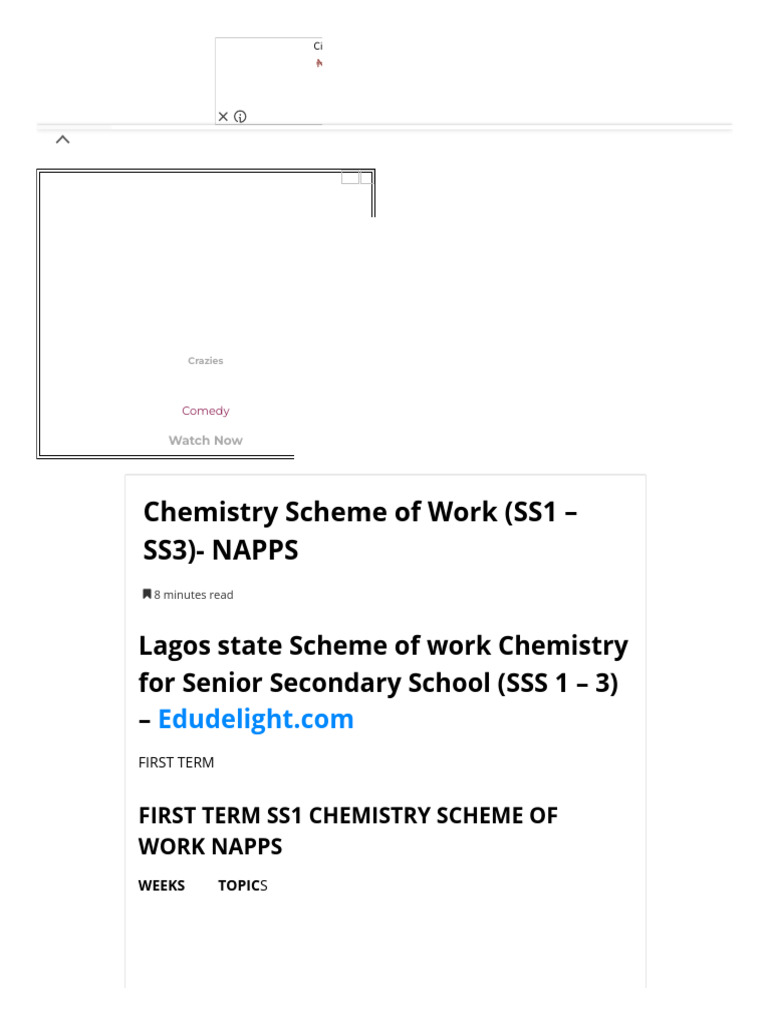 Chemistry Scheme of Work for SS1-SS3 | PDF | Chemical Reactions | Chemistry