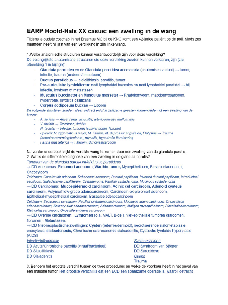 EARP Hoofd-Hals XX Casus - Een Zwelling in de Wang | PDF