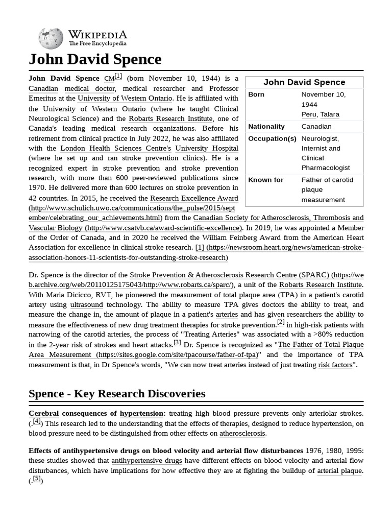 John_David_Spence Médico Canadiense Vascular Genio. | PDF ...
