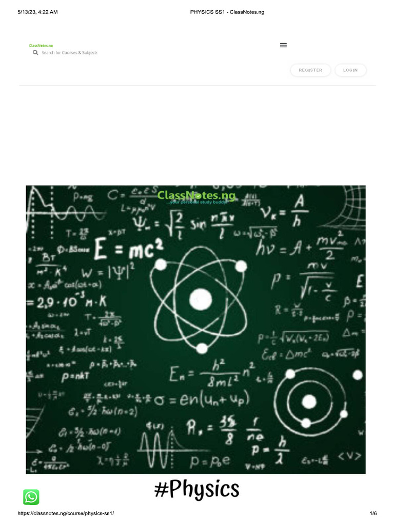 SS 1 Physics Scheme | PDF