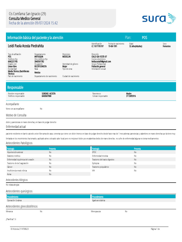 Historial Medico Leidi | PDF | El embarazo | Presión sanguínea