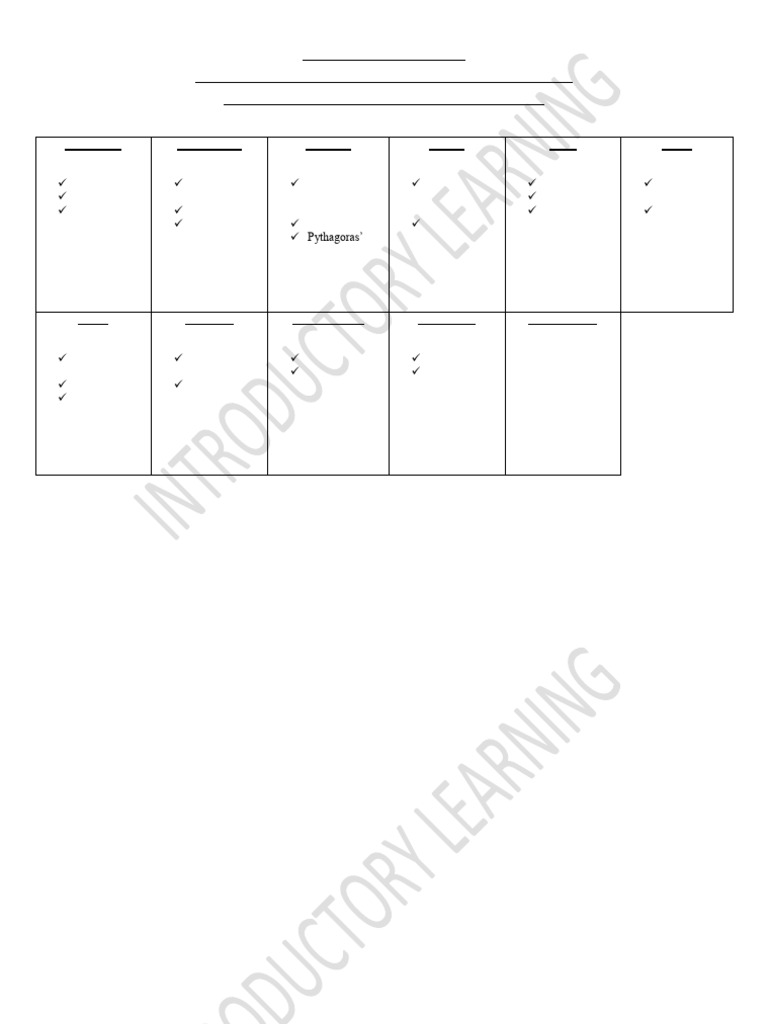 Introductory Learning - 2025 g9 Internal Maths Timetable | PDF