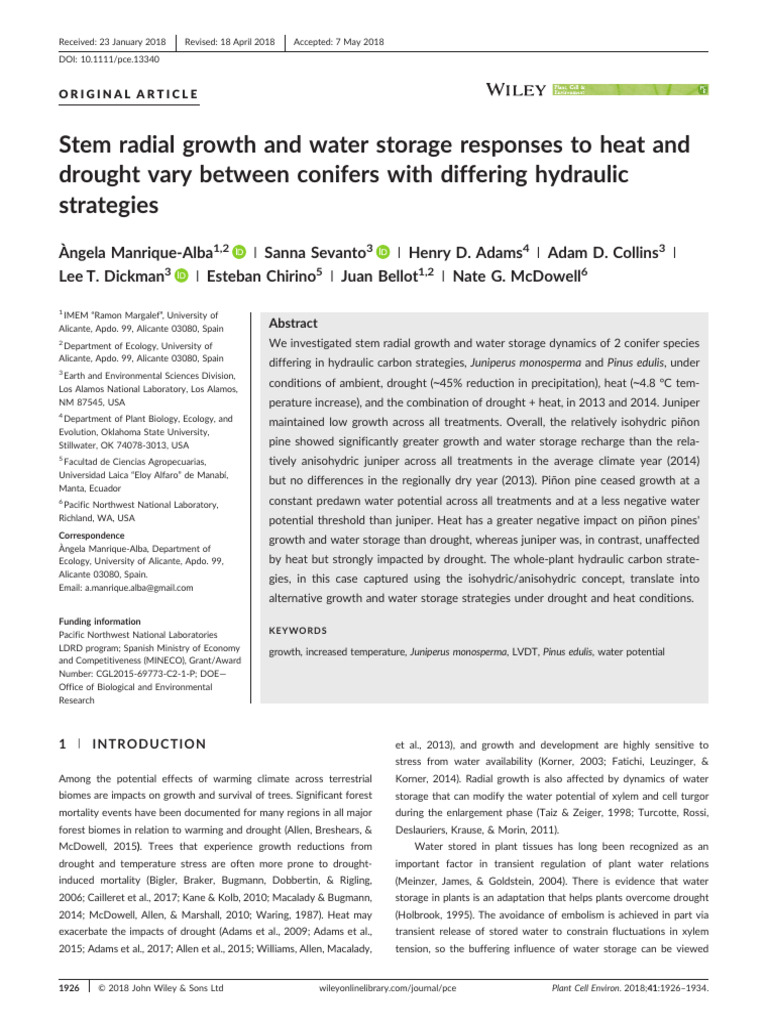 Manrique-Alba - Et - Al-2018 PCE | PDF | Drought | Linear Regression