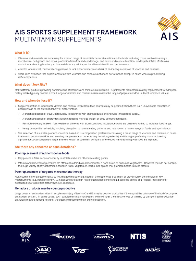 Sport-supplement-fact-sheets-Multivitamins-v4 | PDF | Dietary ...