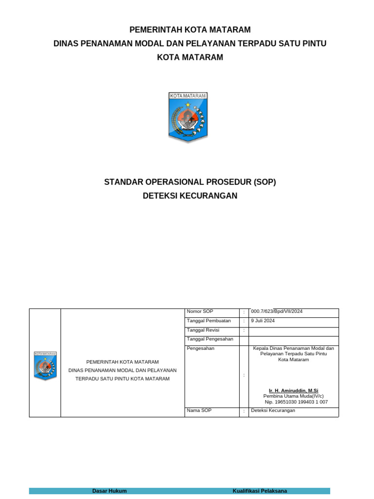 SOP Deteksi Kecurangan DPMPTSP Mataram | PDF