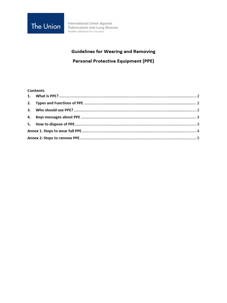 PPE Guidelines: Usage and Disposal | PDF | Personal Protective ...