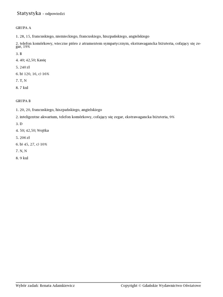 8.statystyka Odp | PDF
