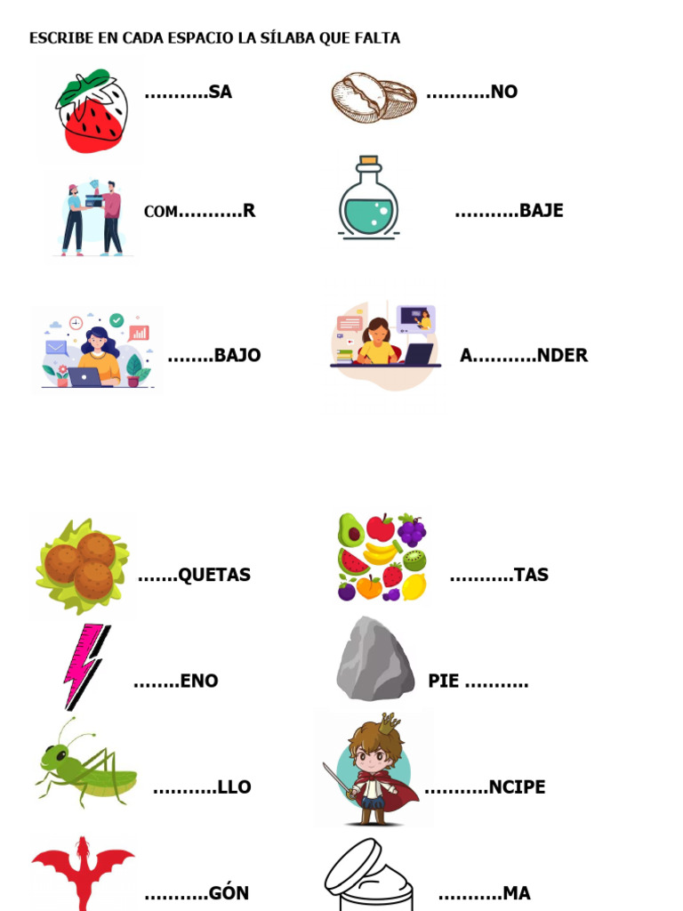 Completa las Sílabas Faltantes | PDF