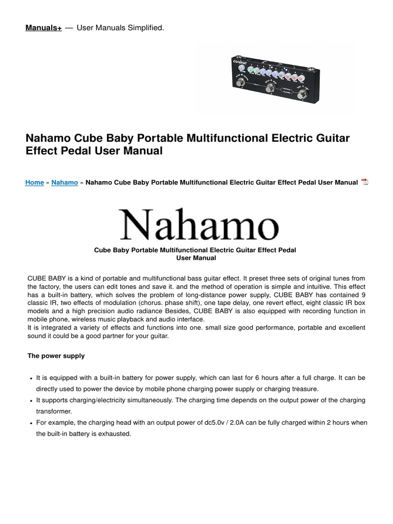 Cube Baby Guitar Effect Pedal Manual | PDF | Power Supply | Electrical ...