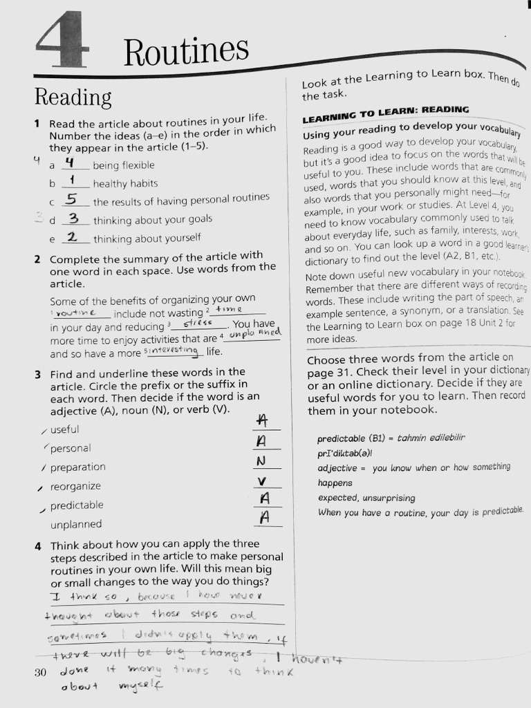 Unit 4 Pages 30,31 Workbook | PDF