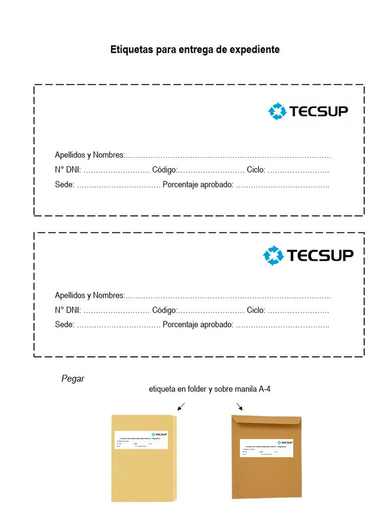 Etiquetas para Expediente - CE 2024-1 | PDF