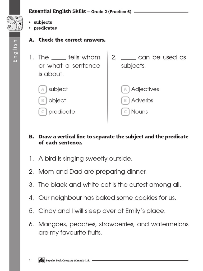 EssentialSkills Eng G2 P6 | PDF | Subject (Grammar) | Predicate (Grammar)
