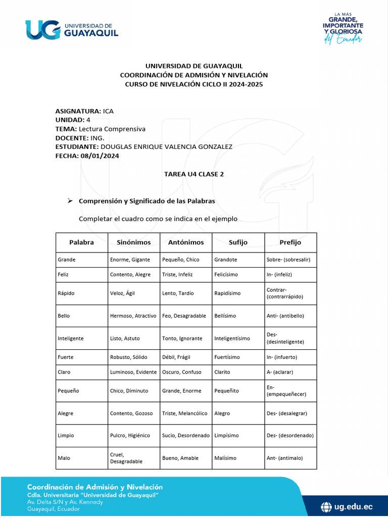 U4-Tarea 2-s6 Estudiante - Douglas Valencia Gonzalez | PDF