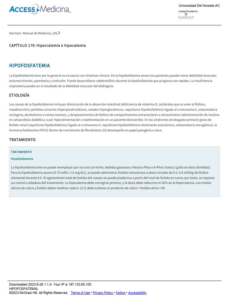 Hipofosfatemia: Causas y Tratamiento | PDF | Enfermedades y trastornos ...