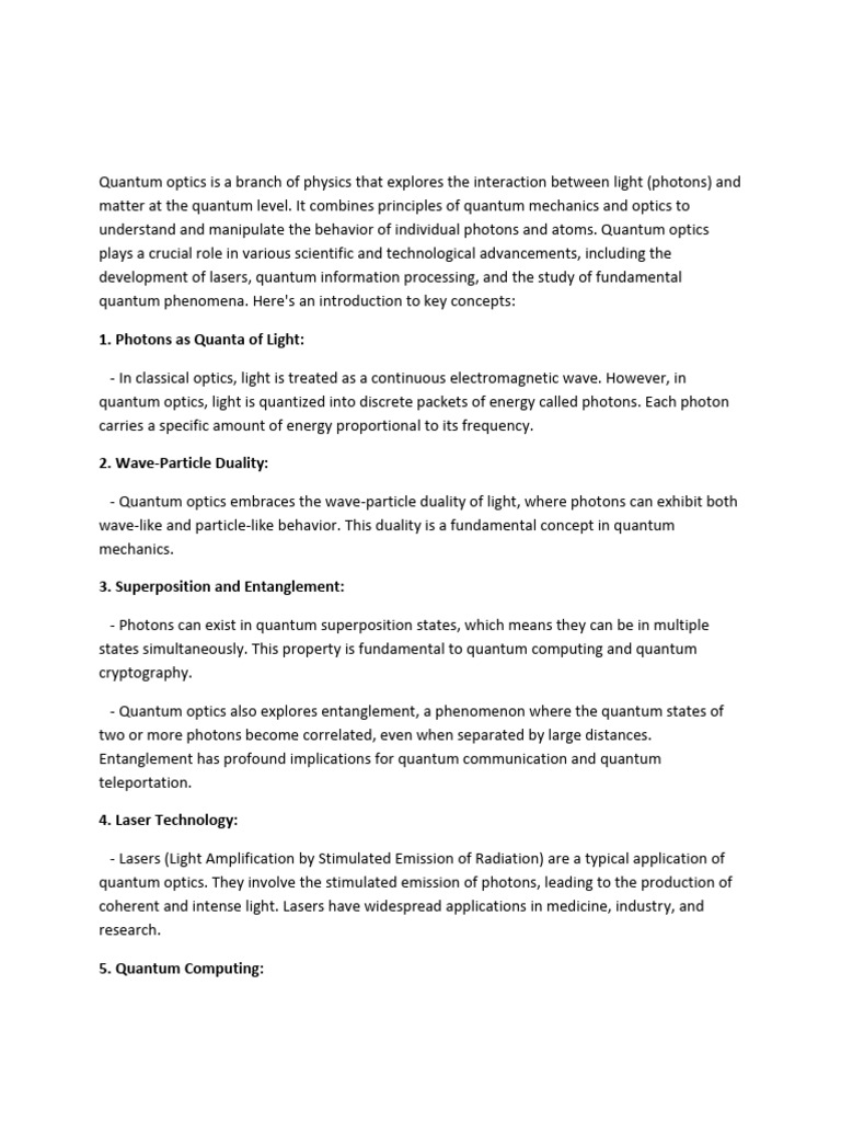 Unit 2 Materials-Quantum Optics | PDF | Emission Spectrum | Photon