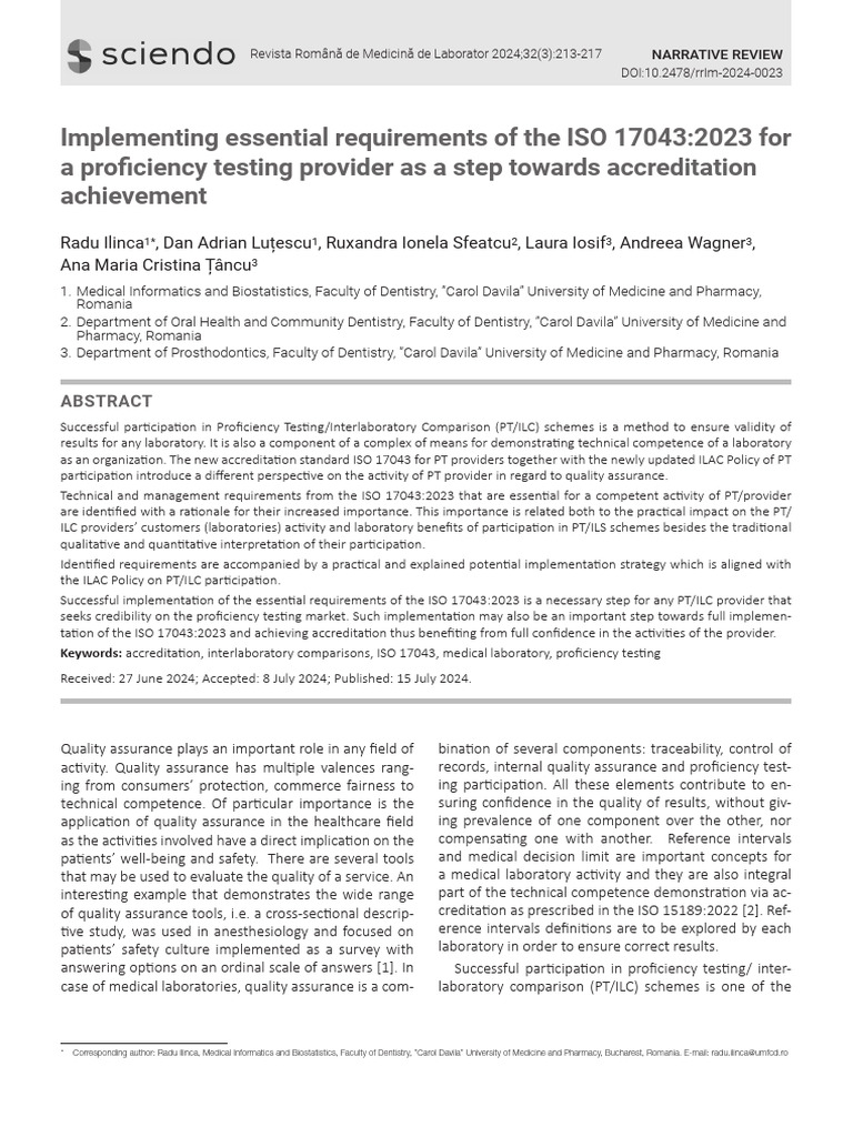 ISO 17043:2023 Proficiency Testing Guide | PDF | Statistics | Quality ...