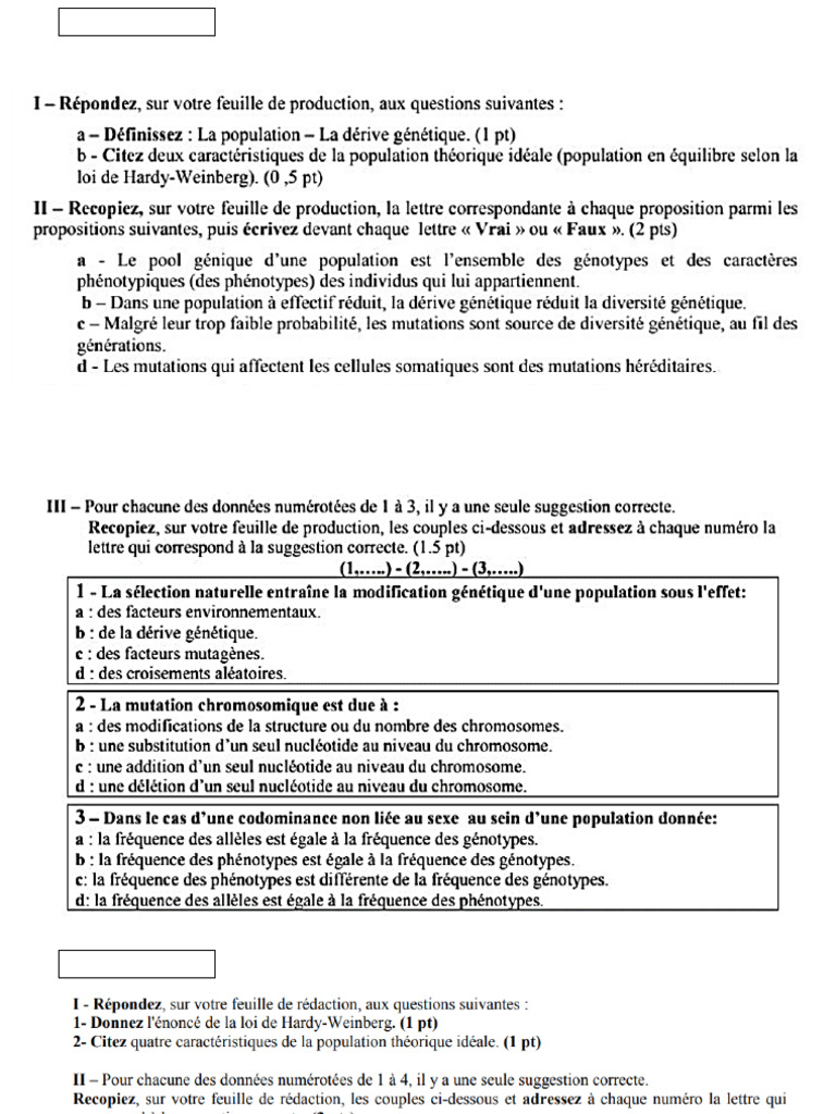 Exercices de Génétique de Population | PDF