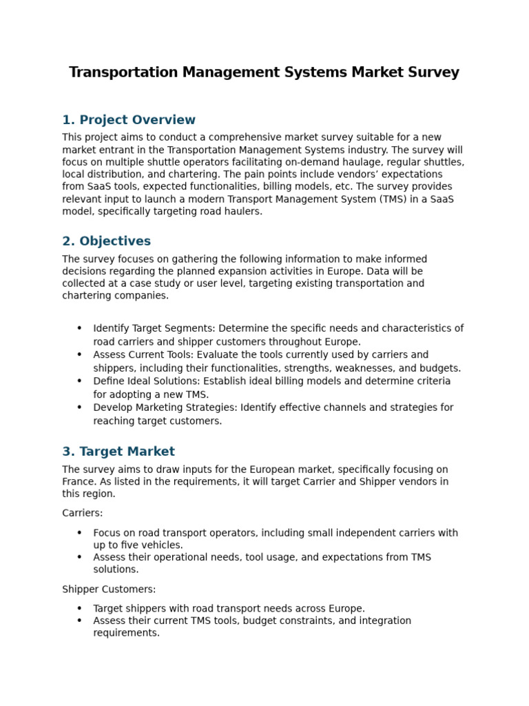 SoW - TMS - Market - Mordor Intelligence | PDF | Survey Methodology ...