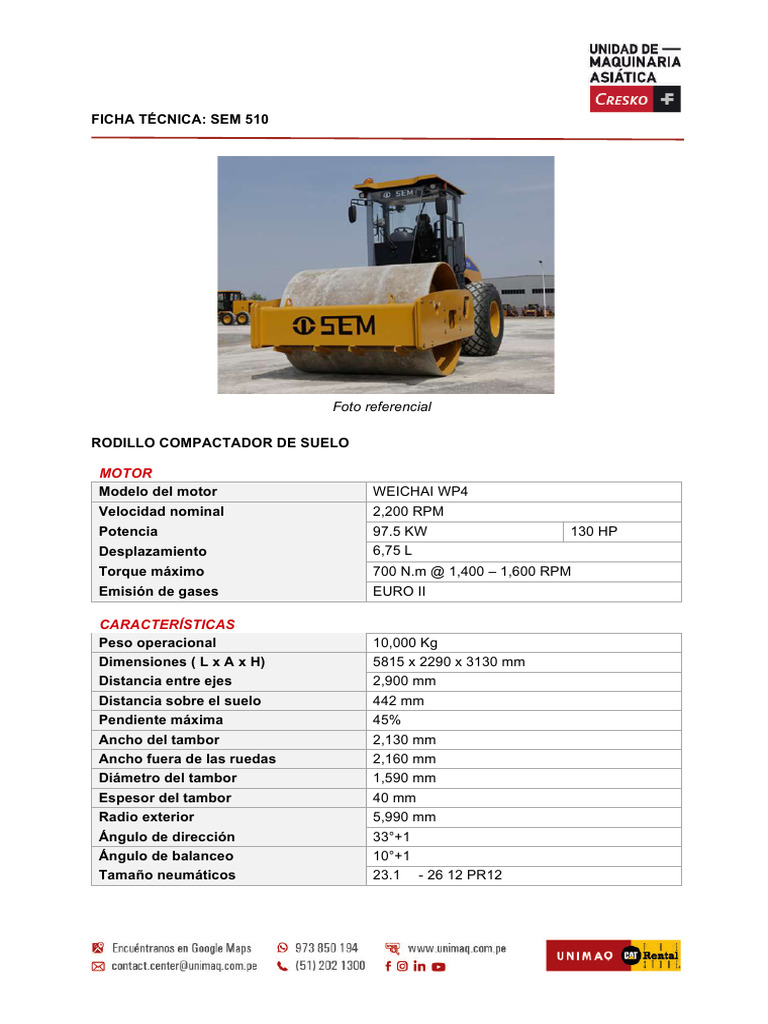 Rodillo Compactador SEM 510 | PDF