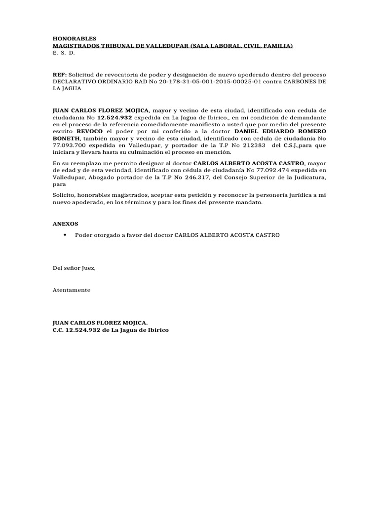 Revocatoria y Nuevo Apoderado en Proceso Judicial | PDF