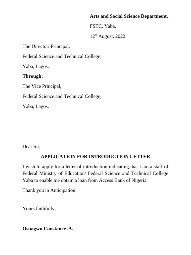 Application For Introduction Letter | PDF