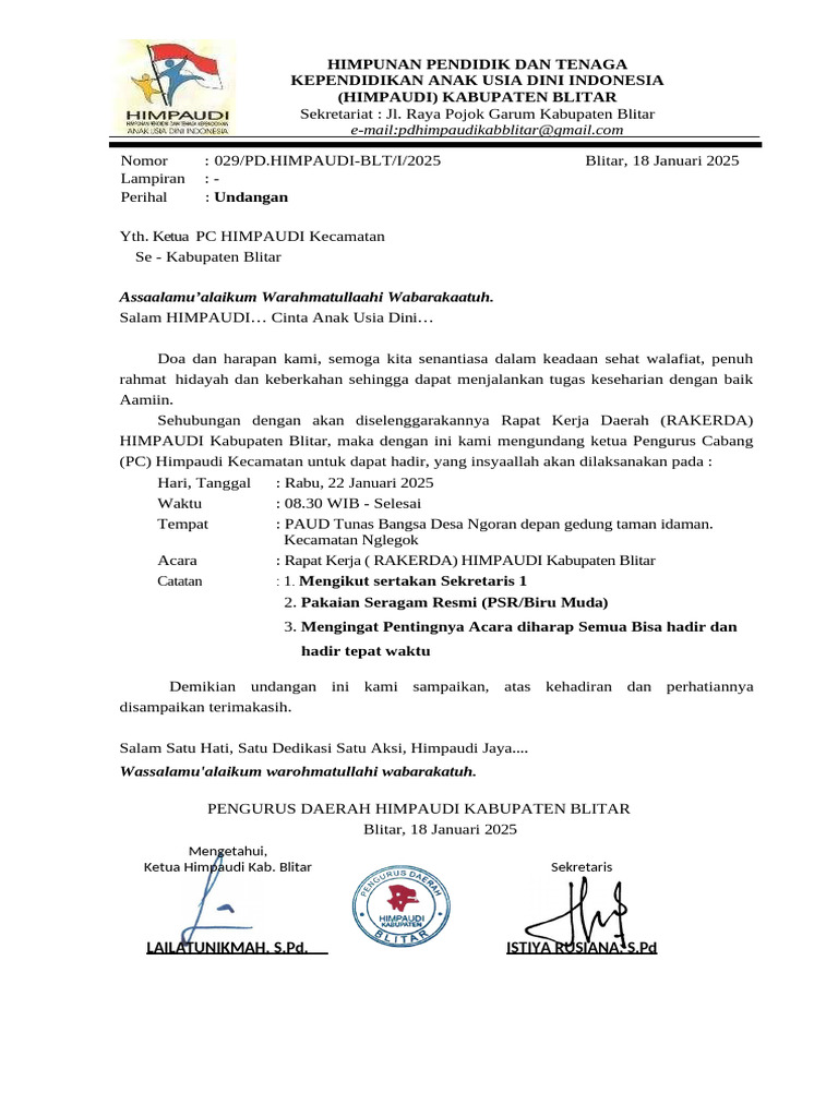 Undangan PD PC Rakerda | PDF