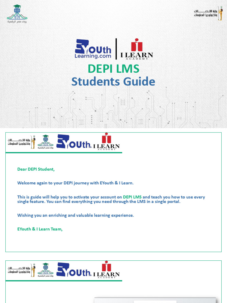 EYouth X I Learn - DEPI LMS Students Guide | PDF