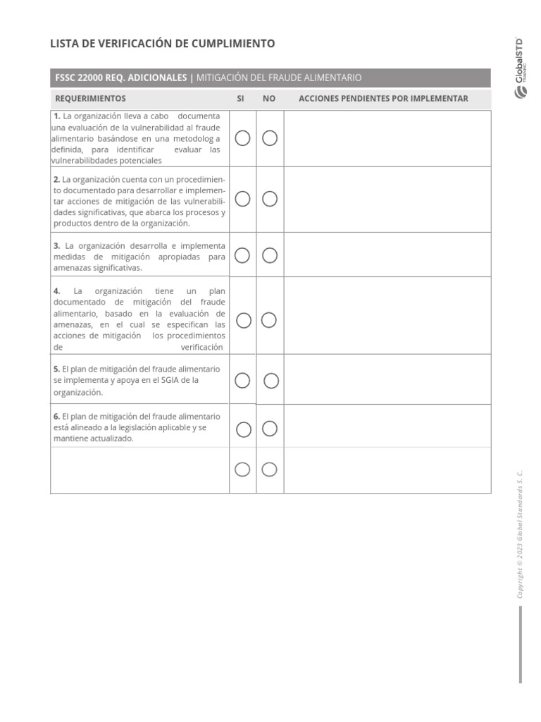 FSSC22 M4 Checklist U2.4 | PDF