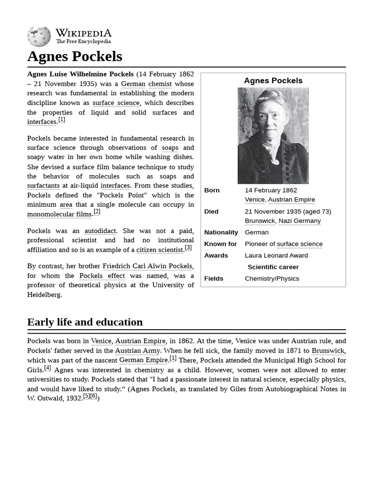 Agnes_Pockels | PDF | Chemistry | Physical Sciences