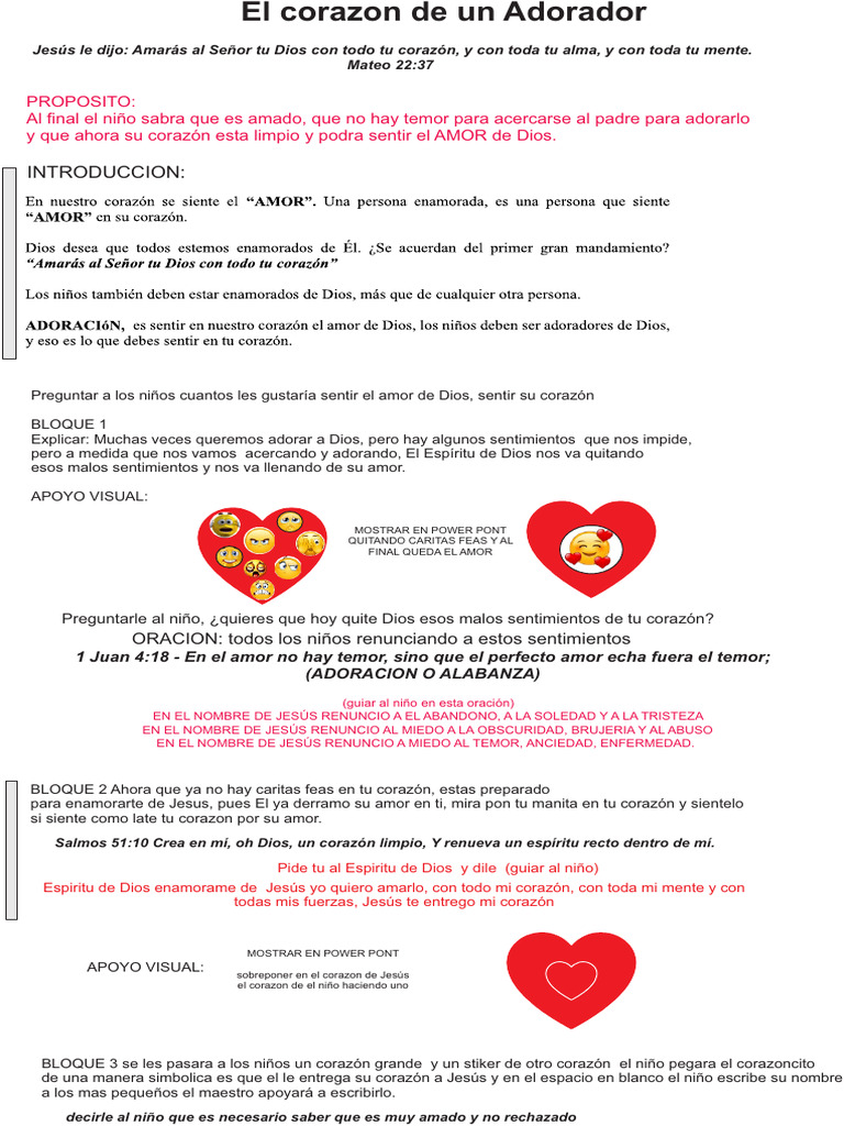Adoración Infantil: Entregando el Corazón | PDF | Amor | Jesús