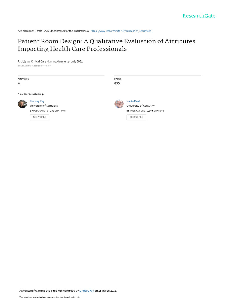 Patient Room Design: A Qualitative Evaluation of Attributes Impacting ...