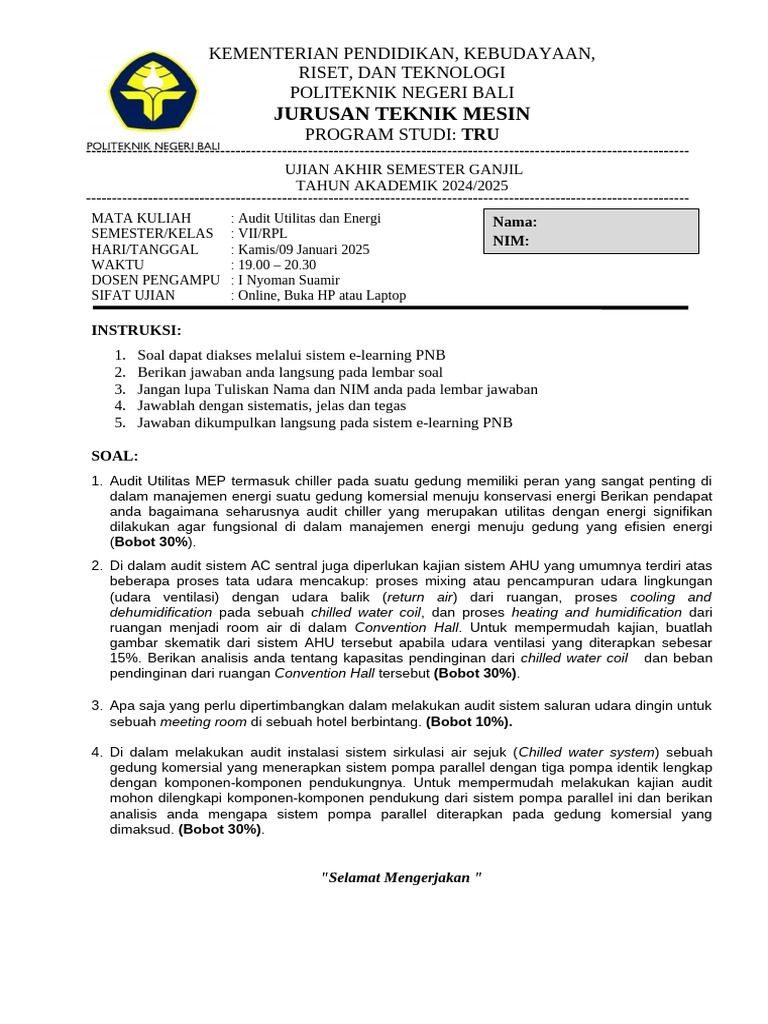Soal UAS Prodi-TRU-RPL - GANJIL 2024-2025 | PDF