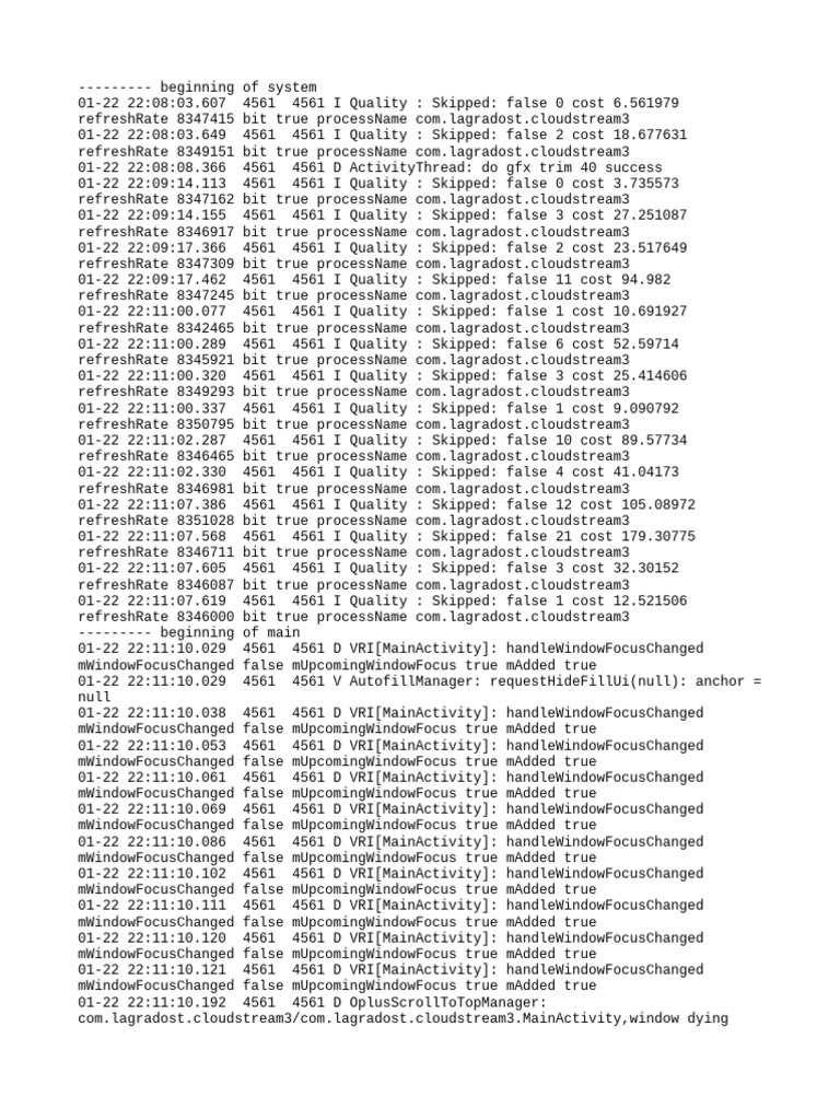 Logcat 2025 01 22 22 12 | PDF | Computing | Software