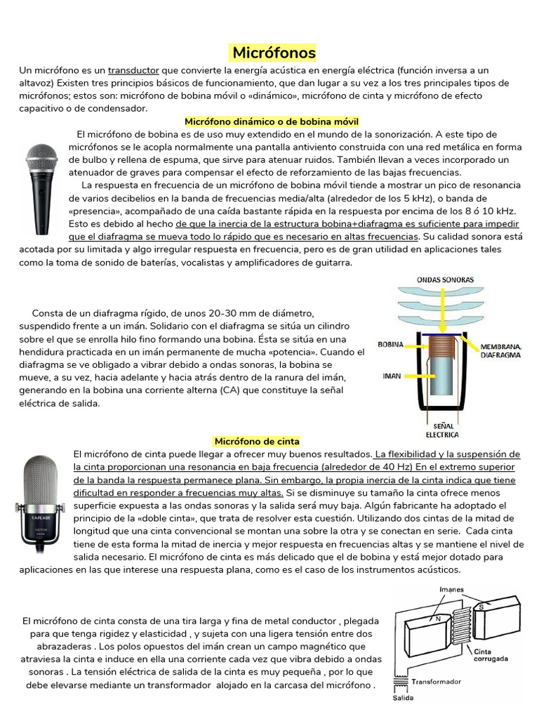 Tipos de Micrófonos y su Funcionamiento | PDF | Micrófono | Transmisor
