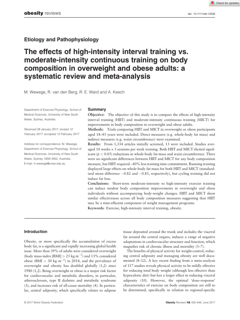 Obesity Reviews - 2017 - Wewege - The effects of high‐intensity interval training vs moderate ...