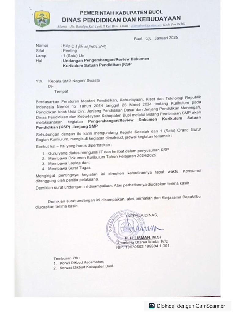 Surat KSP SMP 2025 | PDF