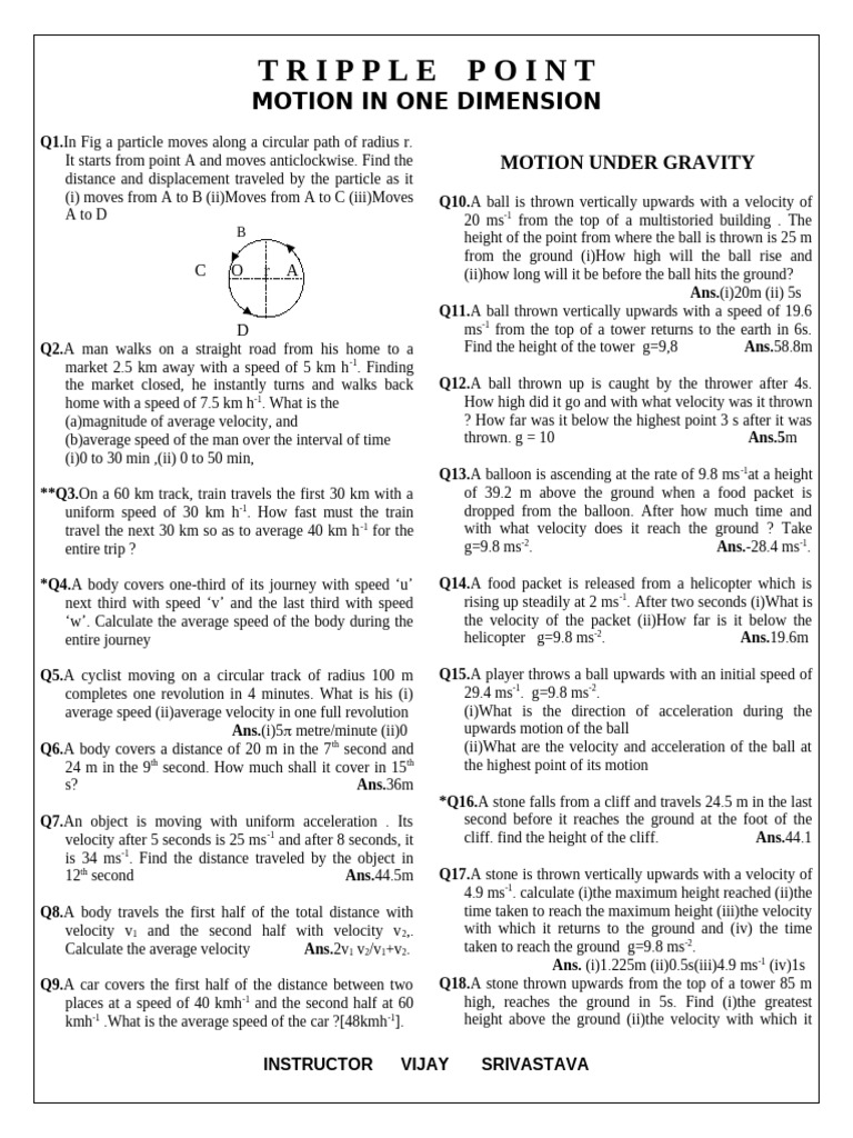 Motion in One Dimension 1 | PDF | Speed | Acceleration