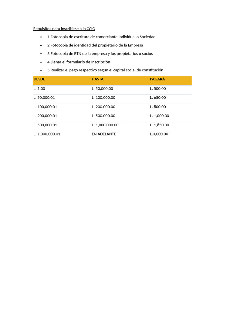 Requisitos para Inscribirse A La CCIO | PDF