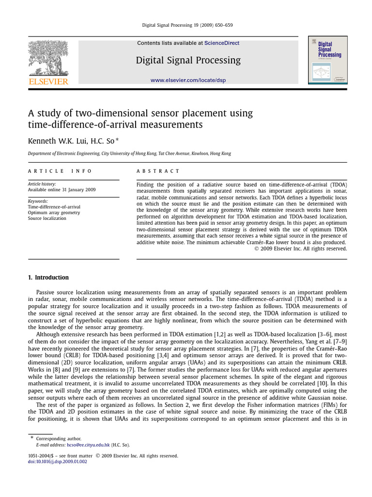 A Study of Two Dimensional Sensor Placement Using | PDF | Applied Mathematics