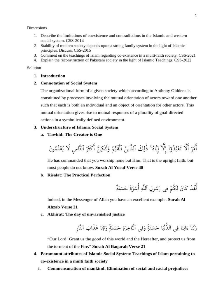 1. Social System of Islam | PDF | Family | Marriage